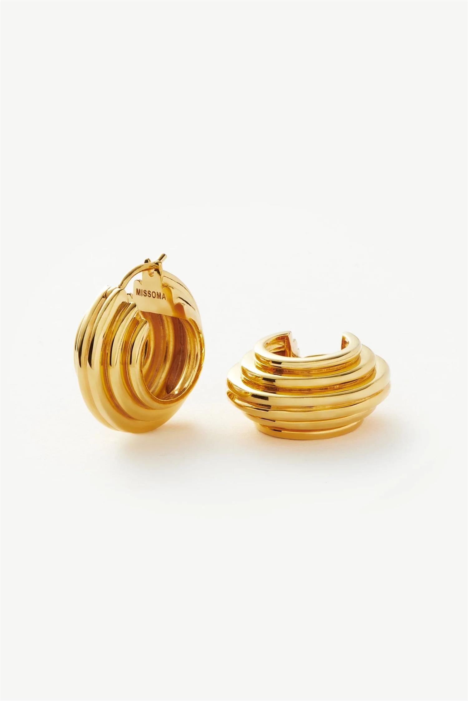 Lucy Williams Chunky Ridge Medium Hoop Earrings DenDama